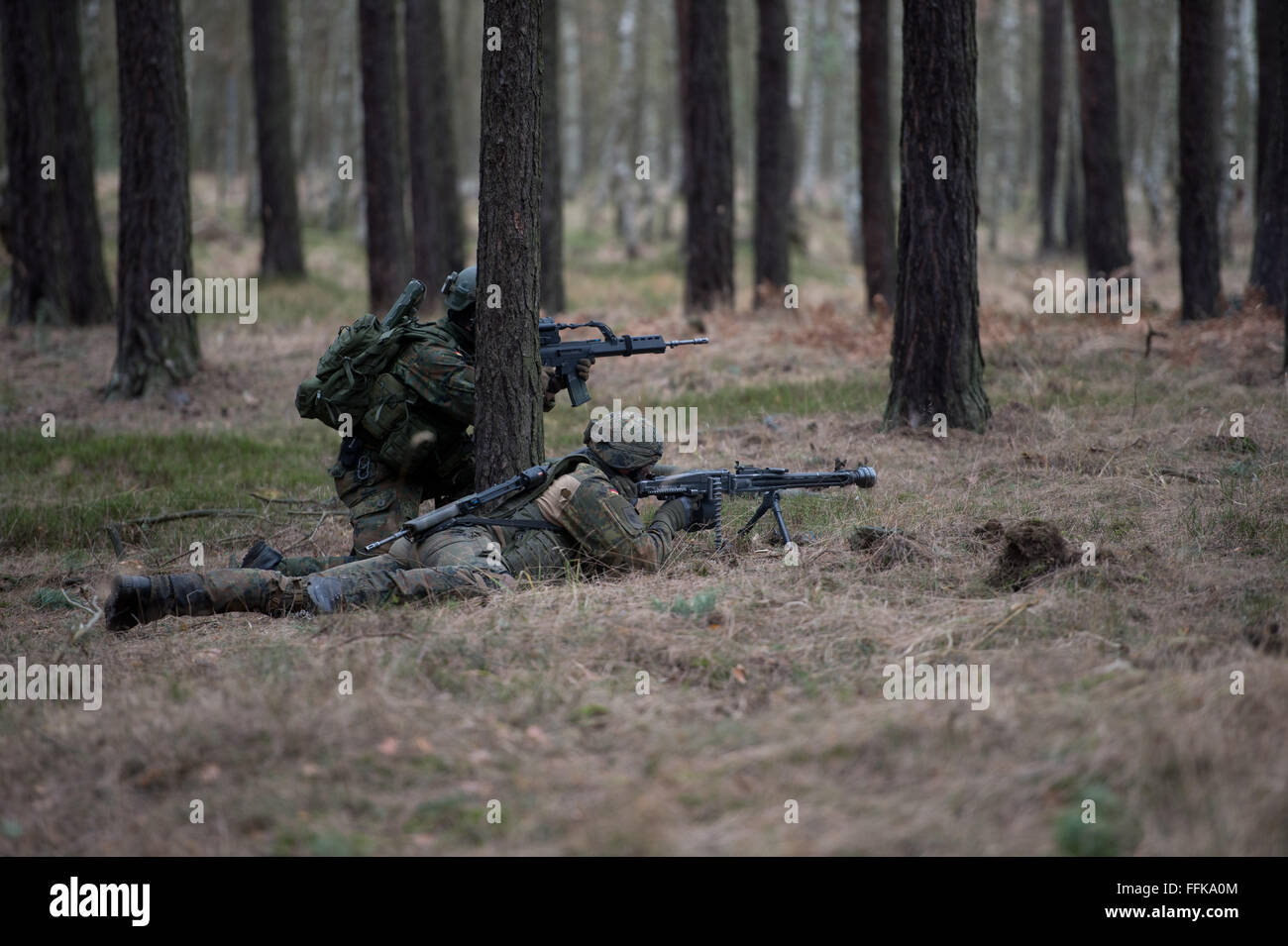 German armoured infantrymen practicing a military mission on the ...