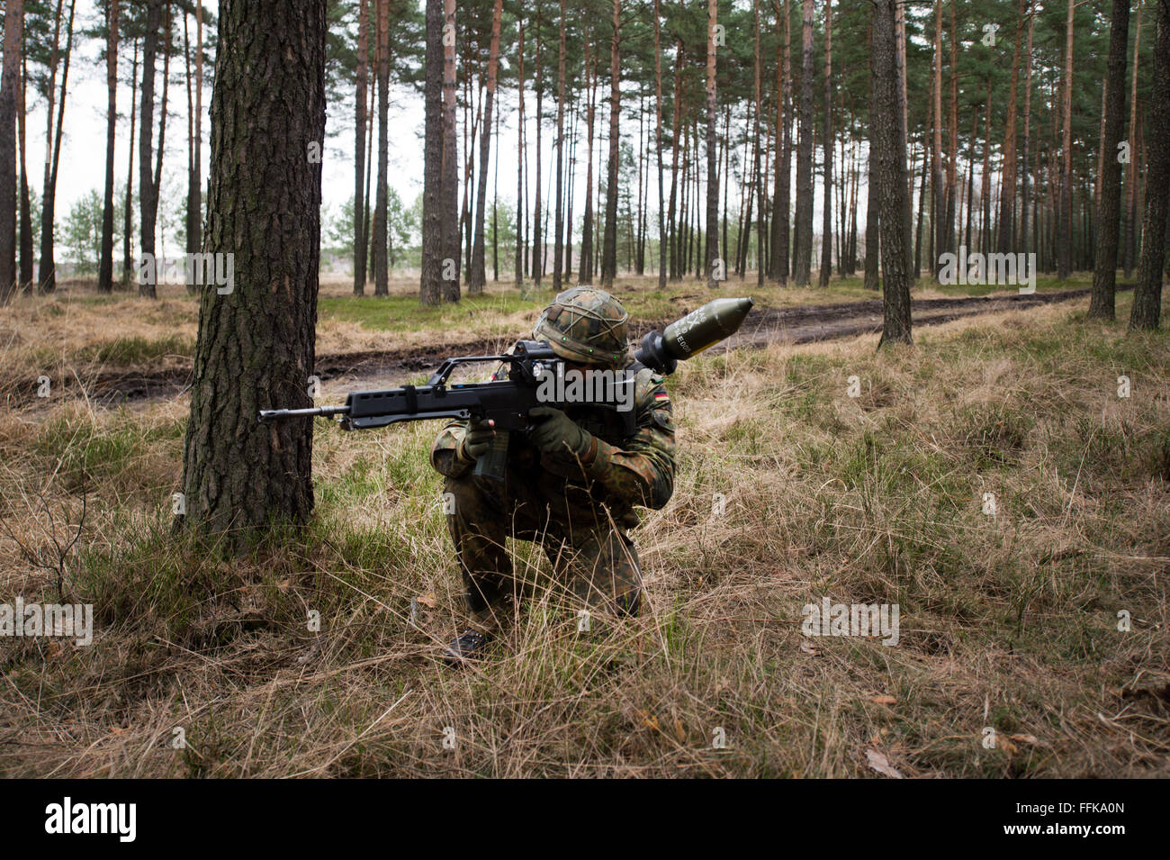 German armoured infantrymen practicing a military mission on the ...