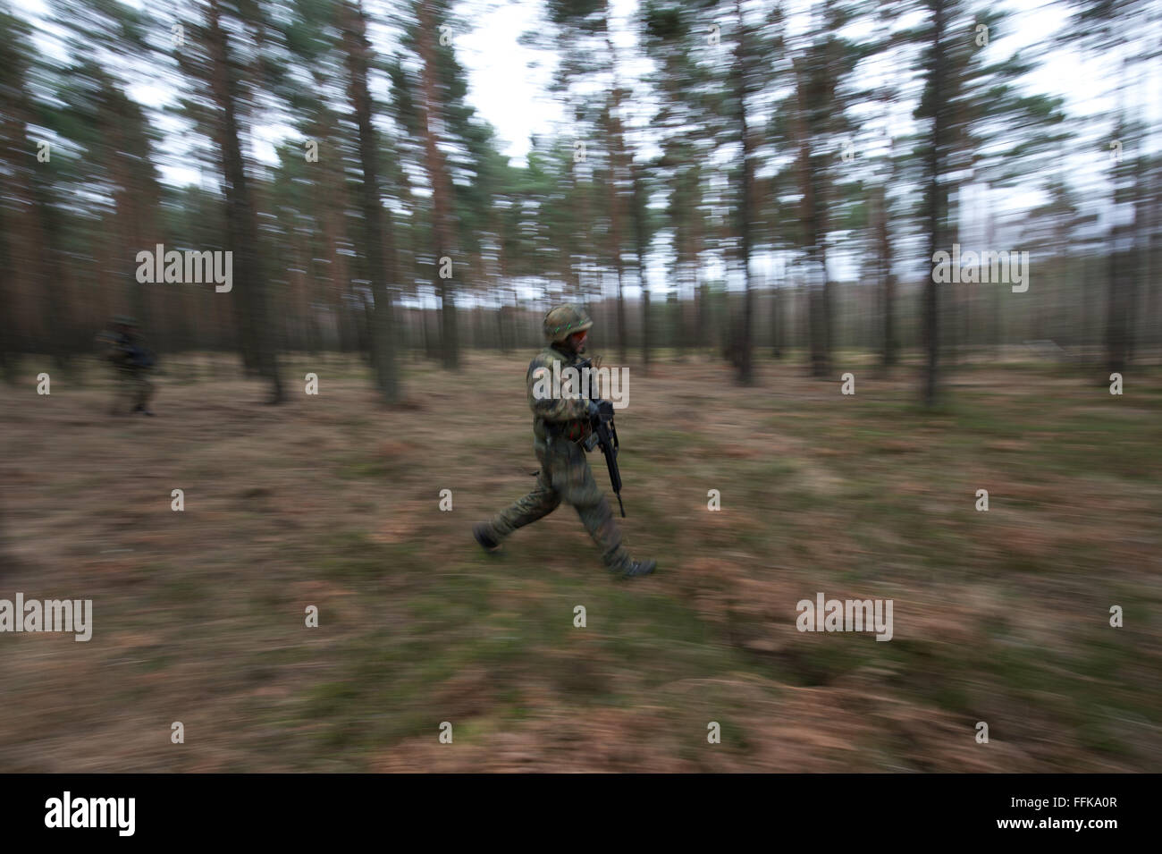 German armoured infantrymen practicing a military mission on the ...