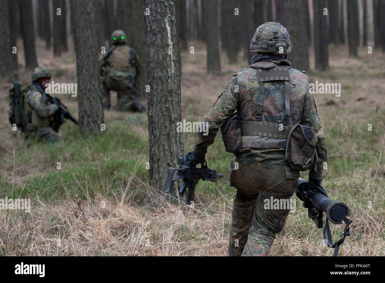 German armoured infantrymen practicing a military mission on the ...