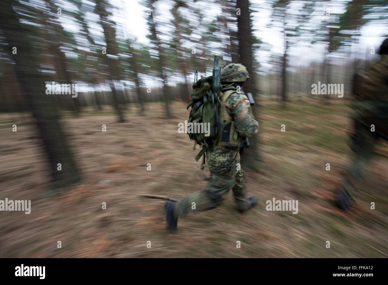 German armoured infantrymen practicing a military mission on the ...
