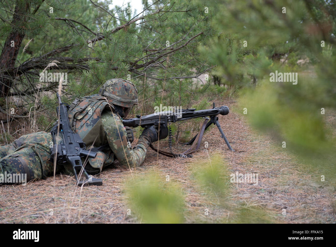 German armoured infantrymen practicing a military mission on the ...