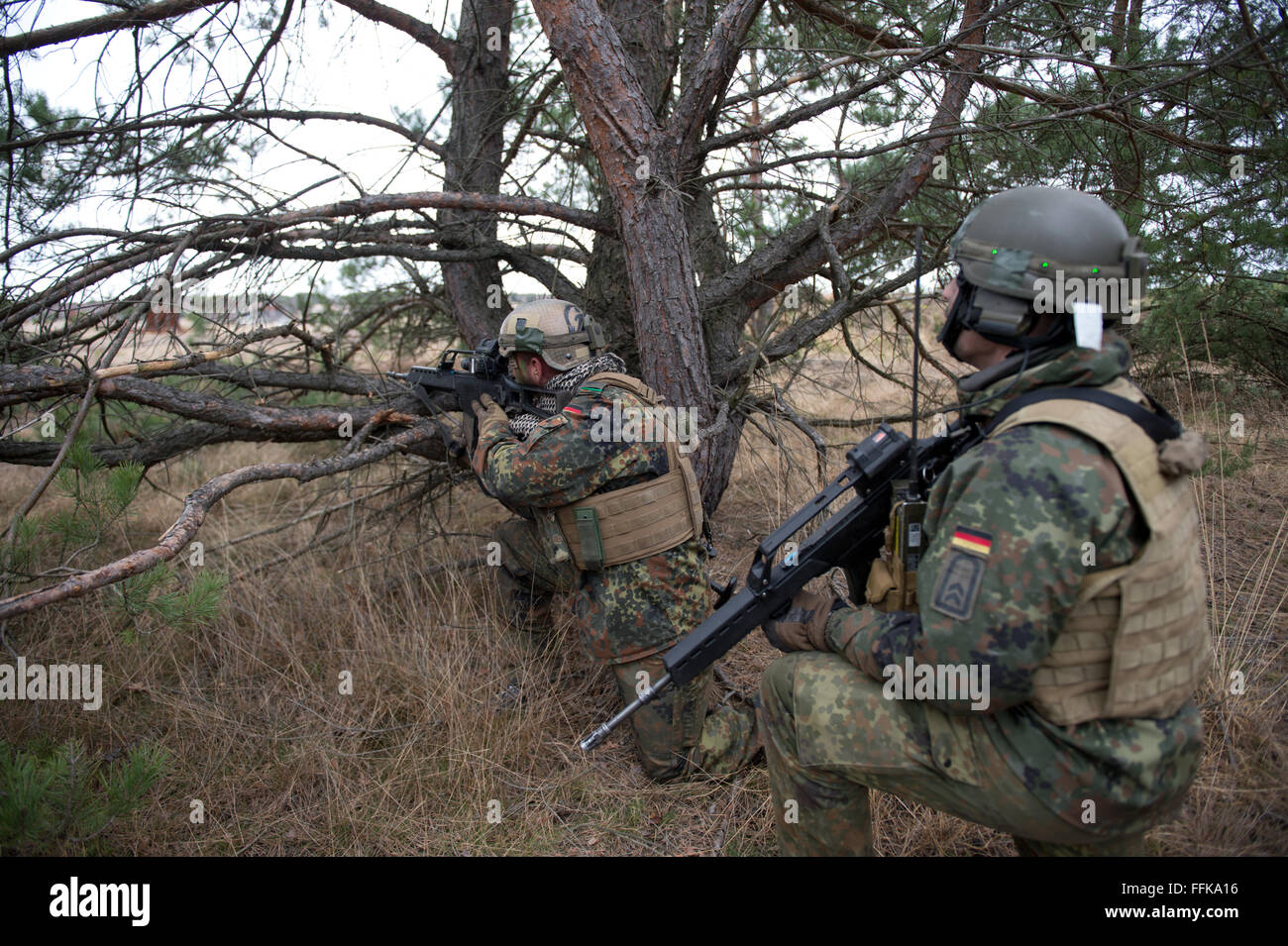 German armoured infantrymen practicing a military mission on the ...