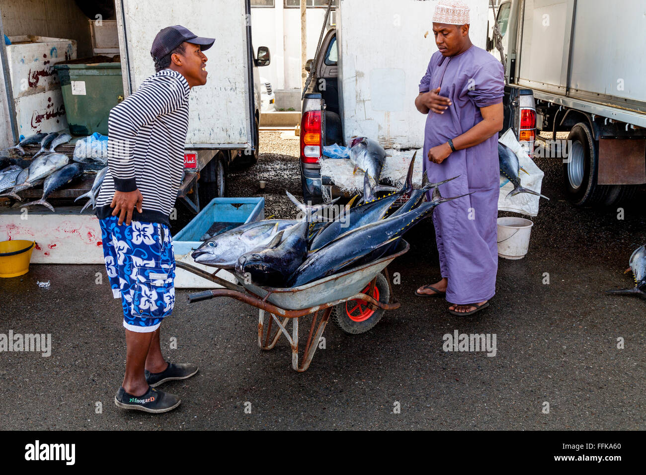 Fresh Fish Being Unloaded At The Fish Market, Muttrah, Muscat ...