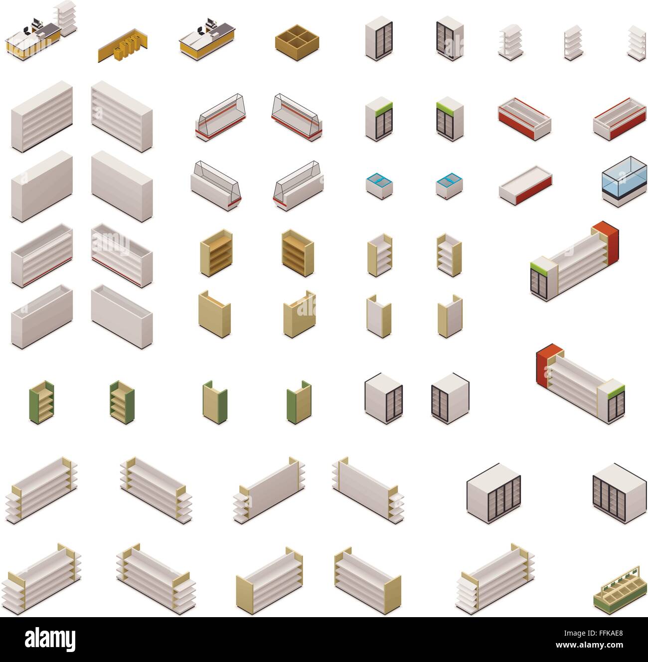 Vector isometric supermarket equipment Stock Vector Image & Art - Alamy