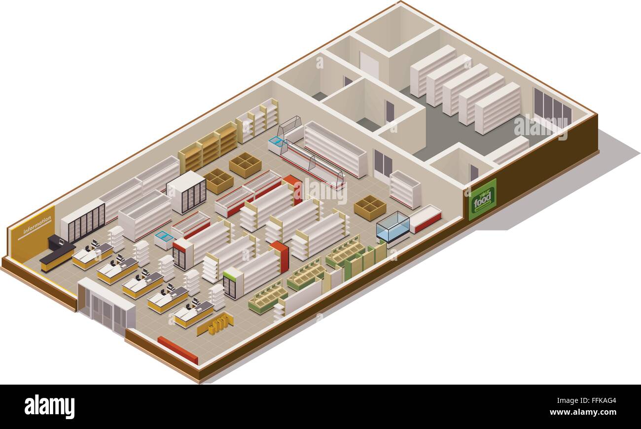 Vector isometric supermarket cutaway Stock Vector Image & Art - Alamy