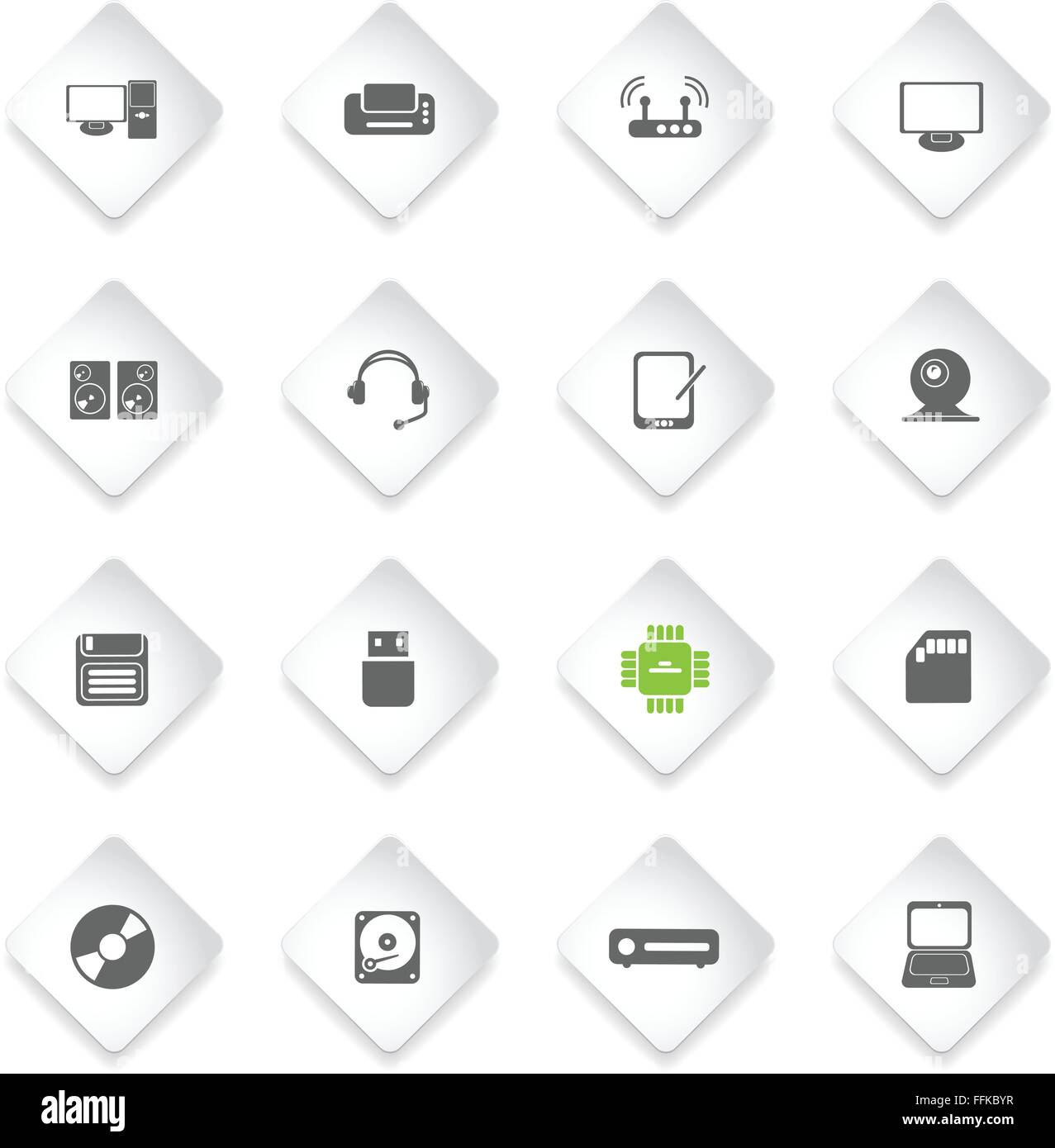 Computer equipment simple vector icons Stock Vector Image & Art - Alamy