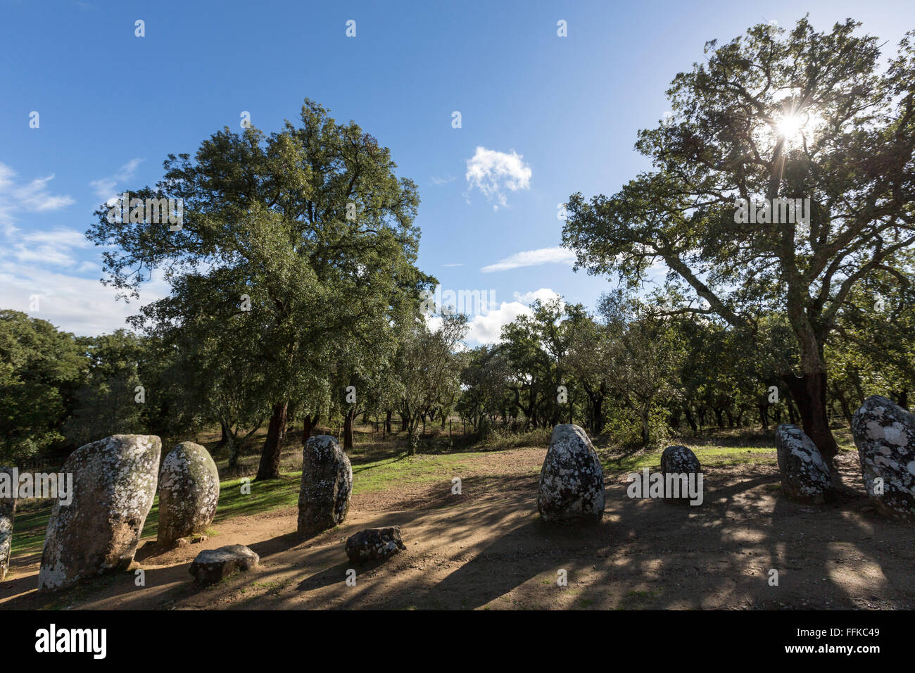 The Cromlech of the Almendres megalithic complex, or Almendres Cromlech ...