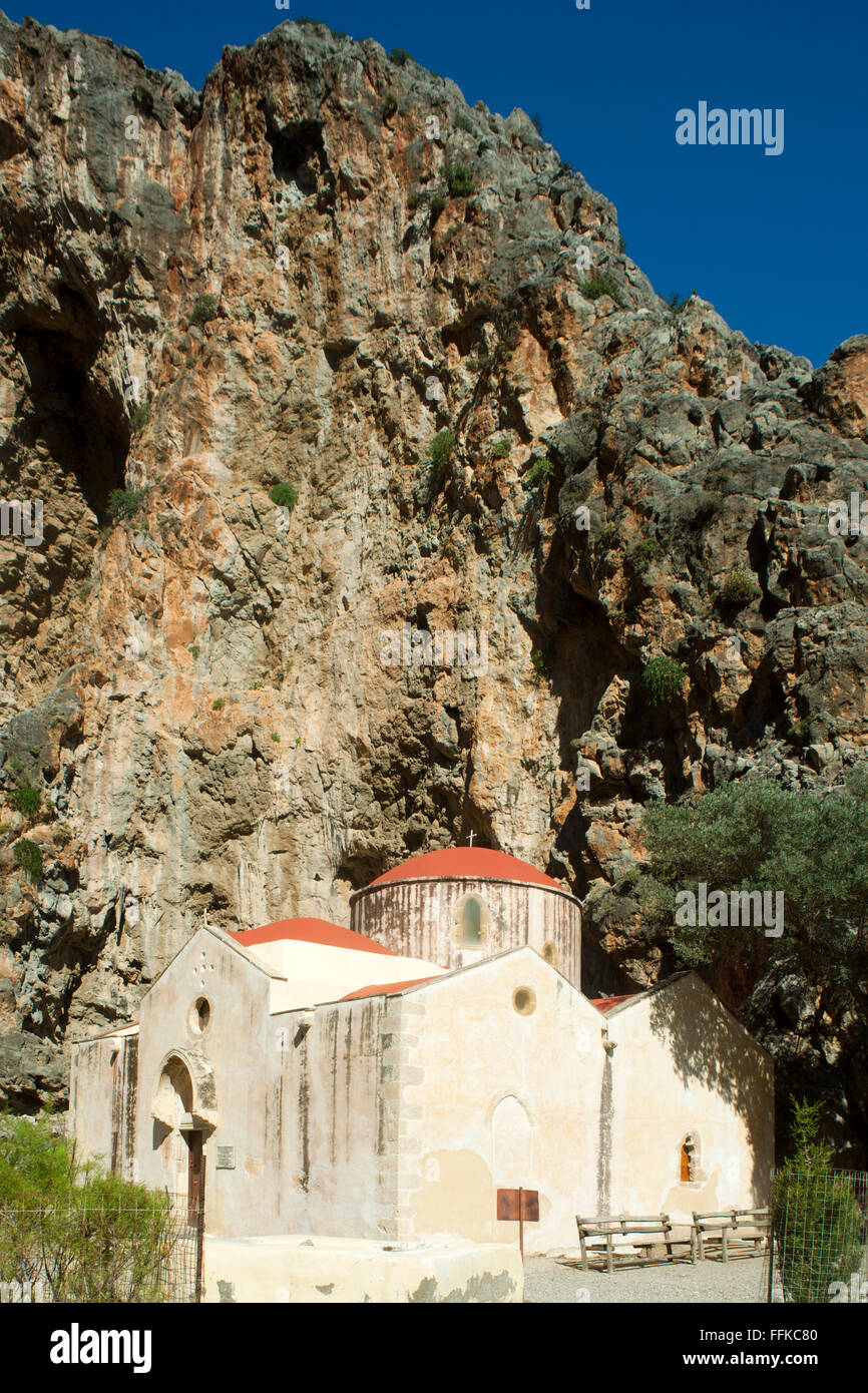 Griechenland, Kreta, Schlucht Agio Farango, Kirche Agios Andonios Stock ...