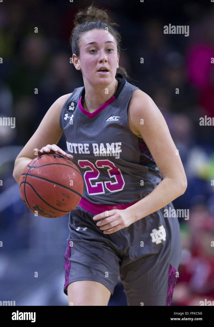 South Bend, Indiana, USA. 14th Feb, 2016. Notre Dame guard Michaela ...