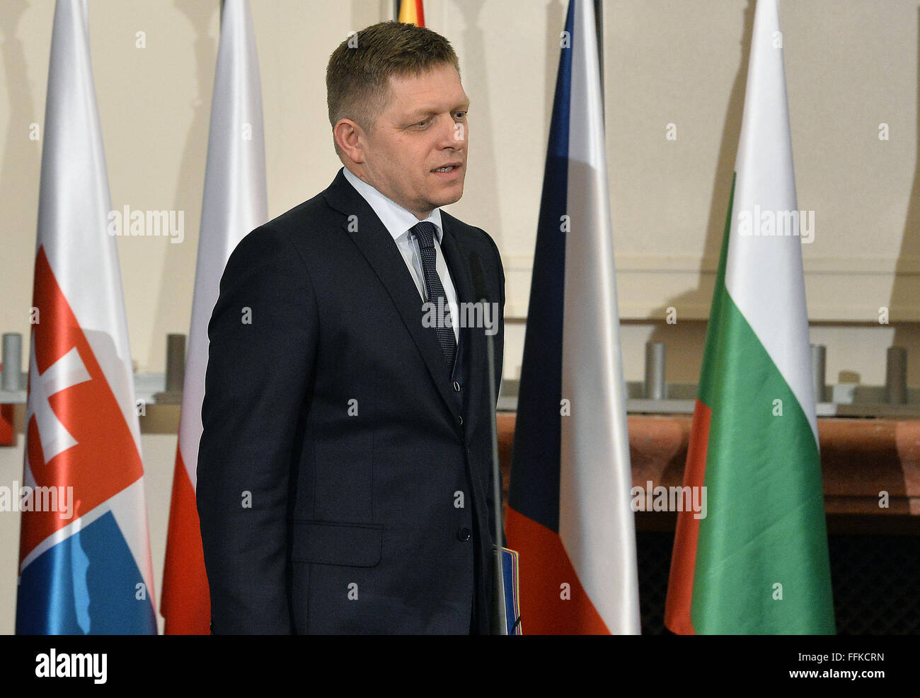 Prime Minister of Slovakia Robert Fico attends the press conference ...