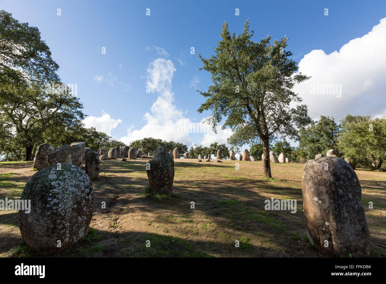 The Cromlech of the Almendres megalithic complex, or Almendres Cromlech ...
