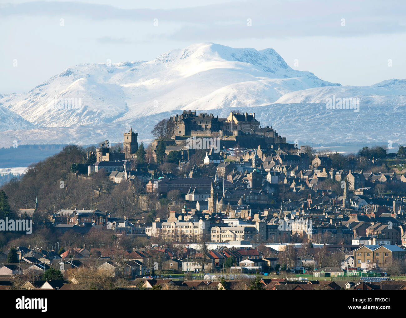 15th February 2016. Stirling Castle and town of Stirling, Scotland with ...