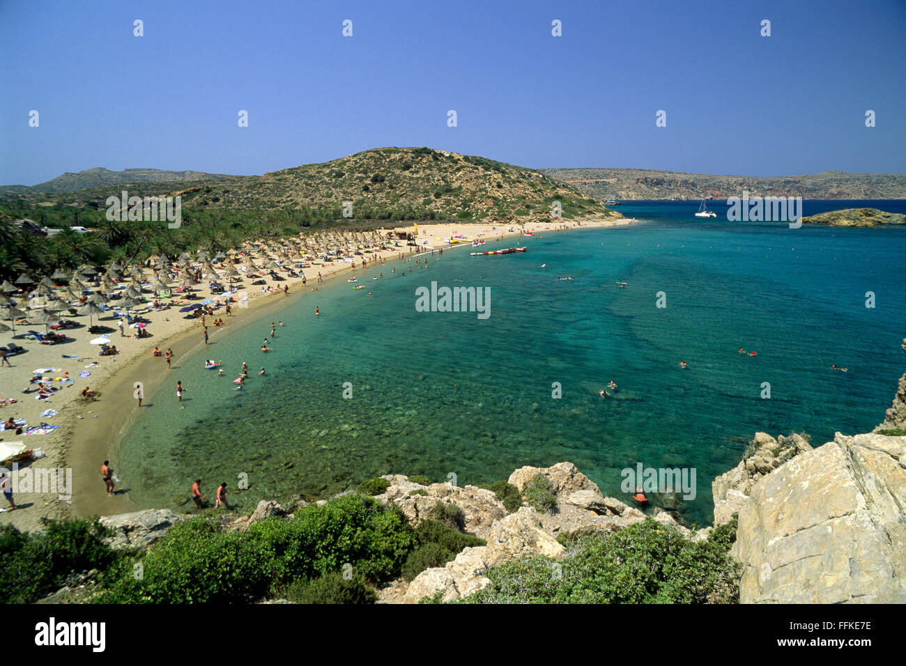Greece, Crete, Vai beach, the only palm forest in Europe Stock Photo ...