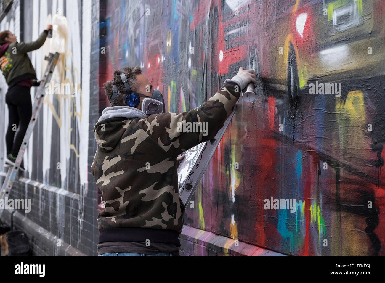 London, UK. 15th Febuary 2016. Graffiti artist Dan Kitchener ( DANK ...