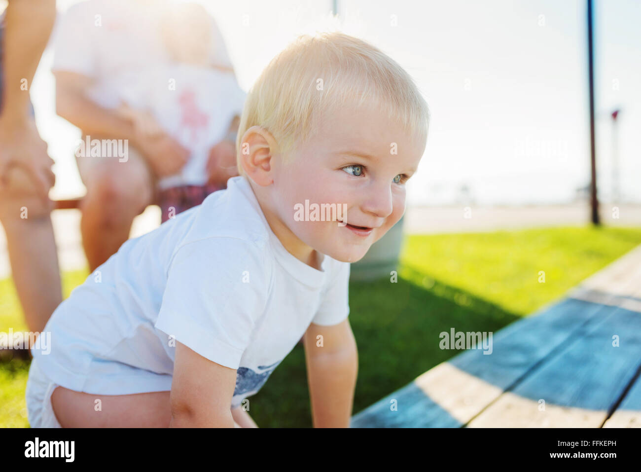 Little boy outside in sunny summer nature Stock Photo - Alamy