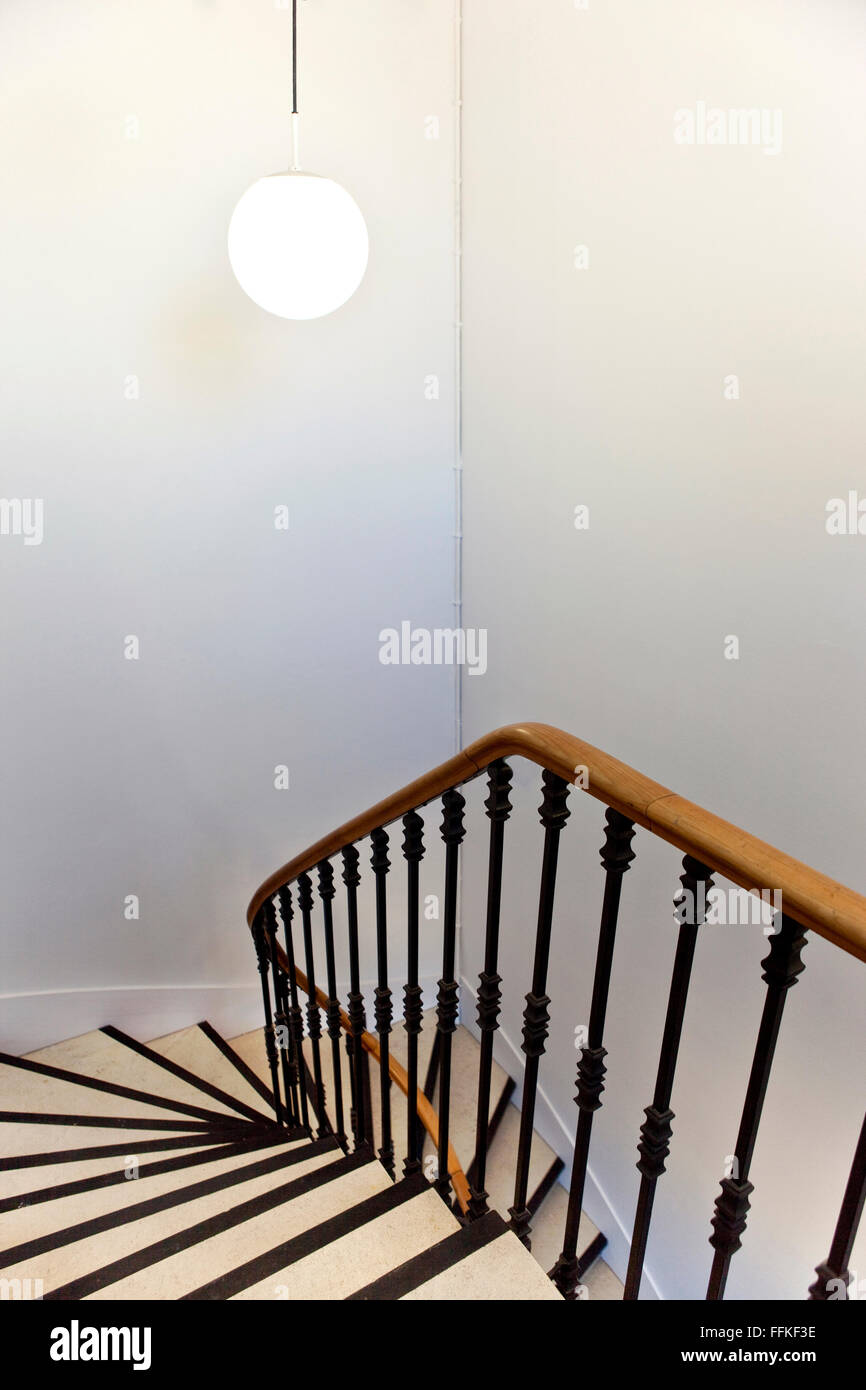 Light and downstairs inside a French house Stock Photo - Alamy