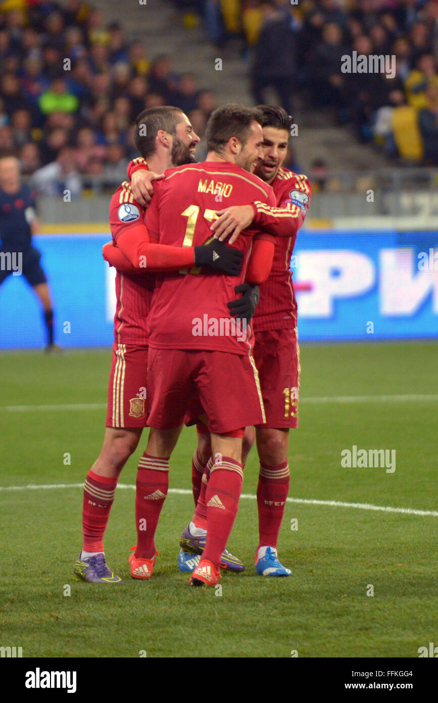 Spain football players during the Euro 2016 qualifying soccer match ...