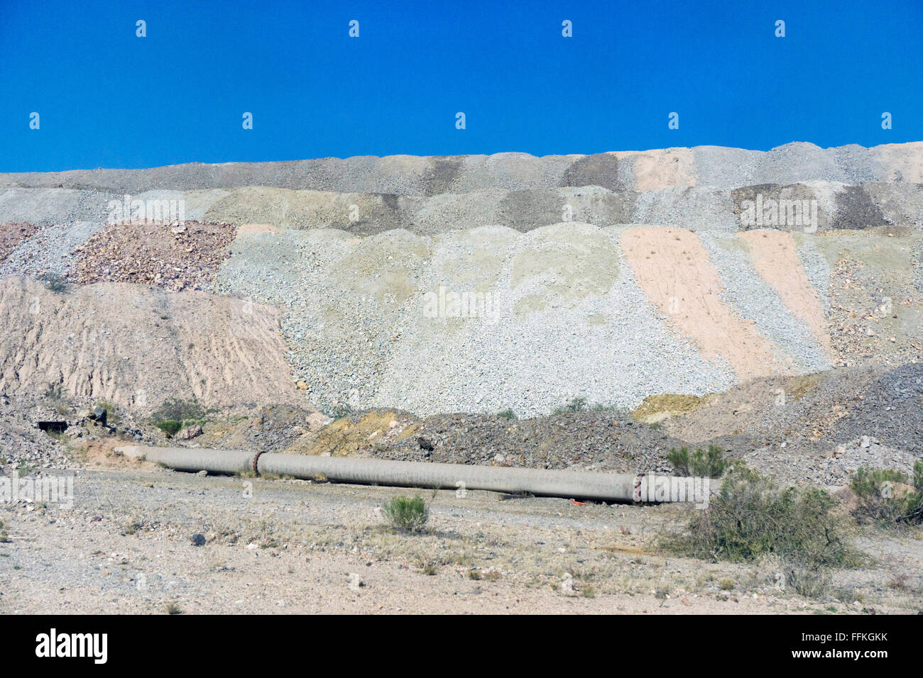 stepped layers gravel tailings delicately colored by discarded minerals ...