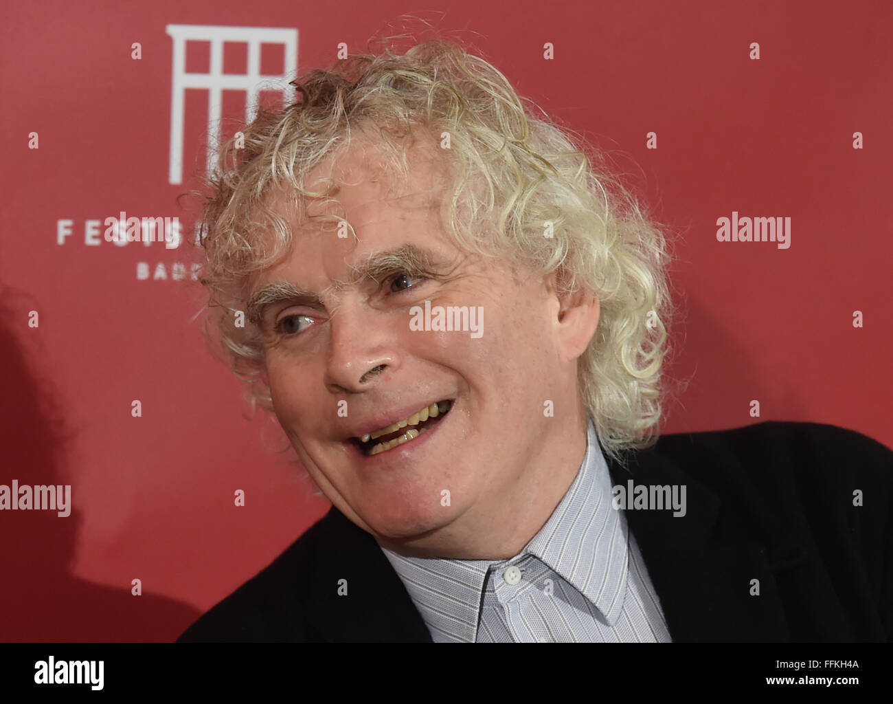 Baden-Baden, Germany. 15th Feb, 2016. Sir Simon Rattle, conductor of ...