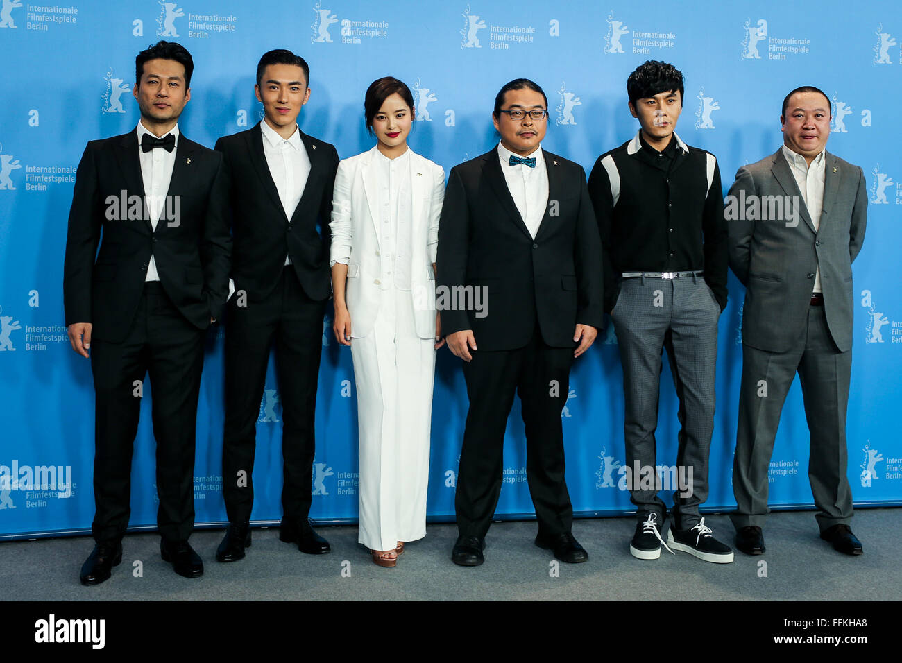 Berlin, Germany. 15th Feb, 2016. Cast members of "Crosscurrent" (Chang ...