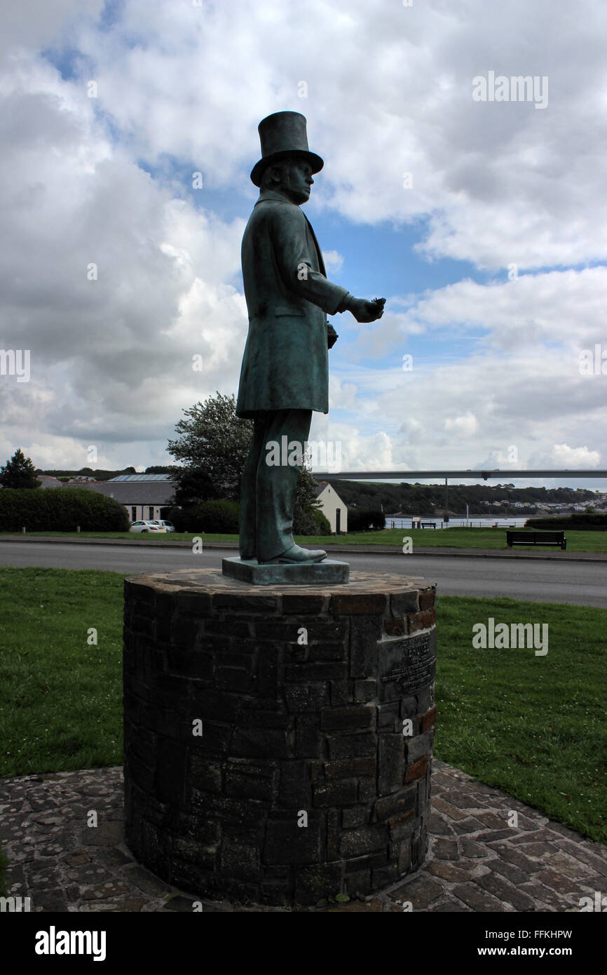 Statue of Isambard Kingdom Brunel Quay in Neyland Pembrokeshire Stock ...