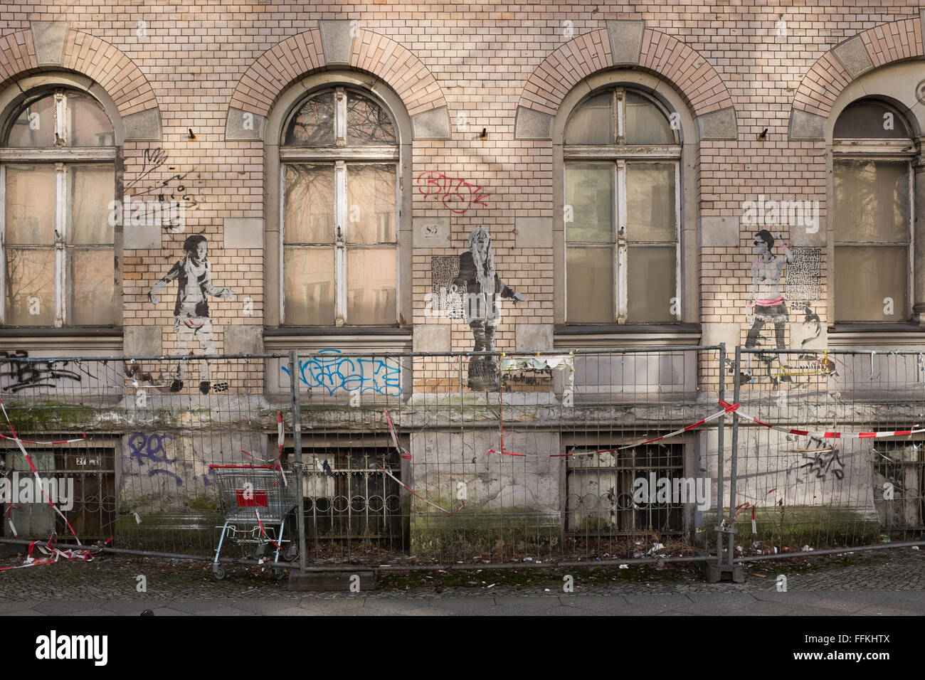 BERLIN, FEBRUARY 12: Building facade and street art "Its time to Dance ...