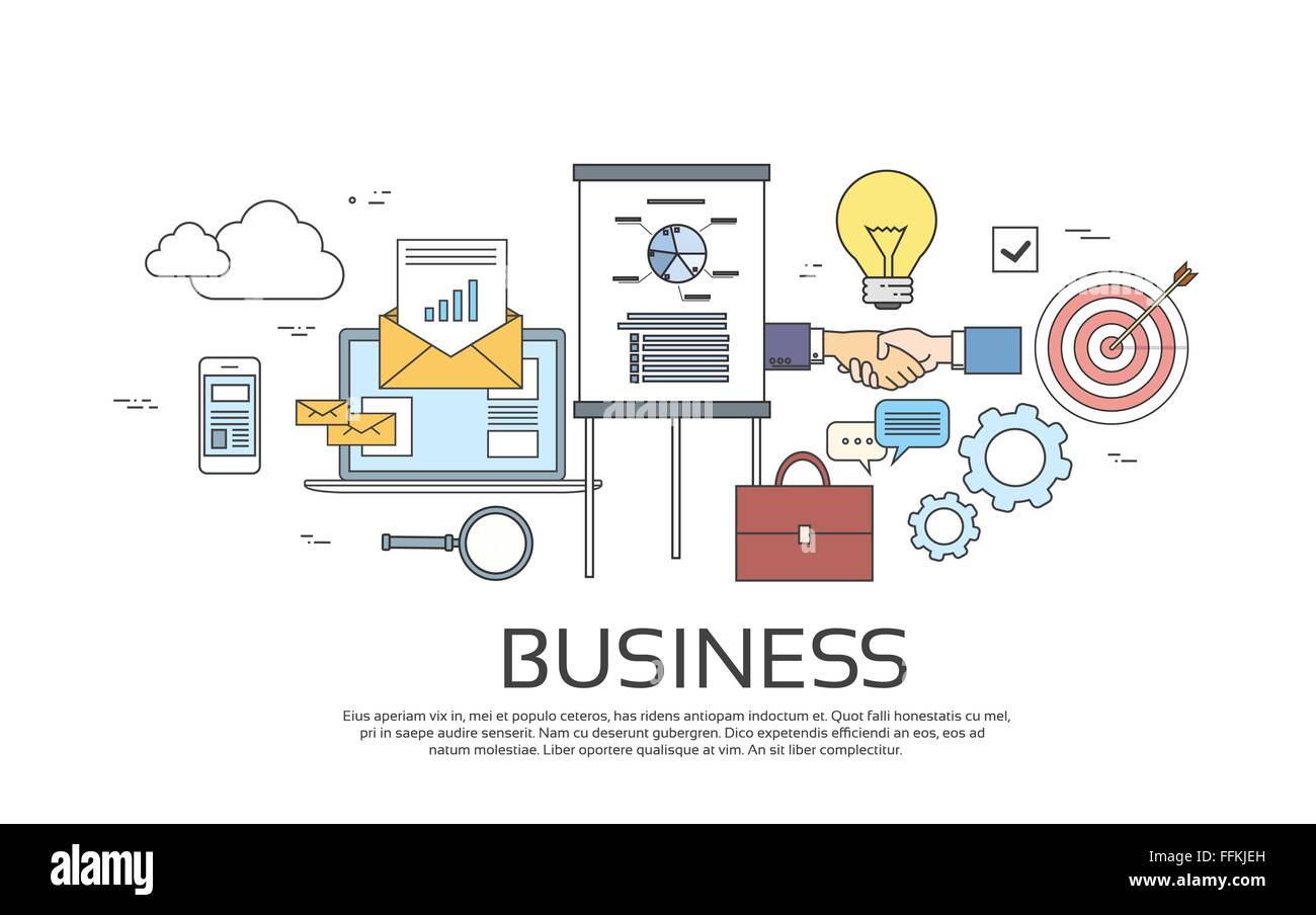 Business Symbols Success Idea Thin Line Concept Stock Vector Image ...