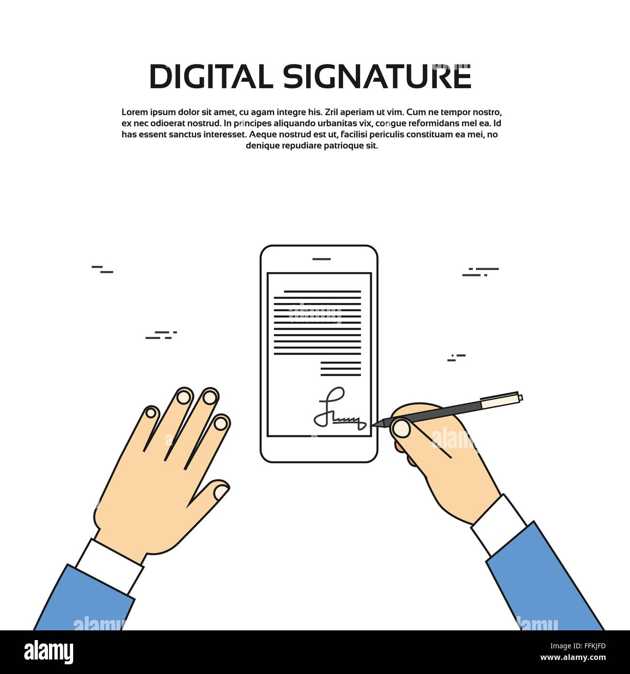 Digital Signature Smart Cell Phone Businessman Hands Sign Up Stock ...