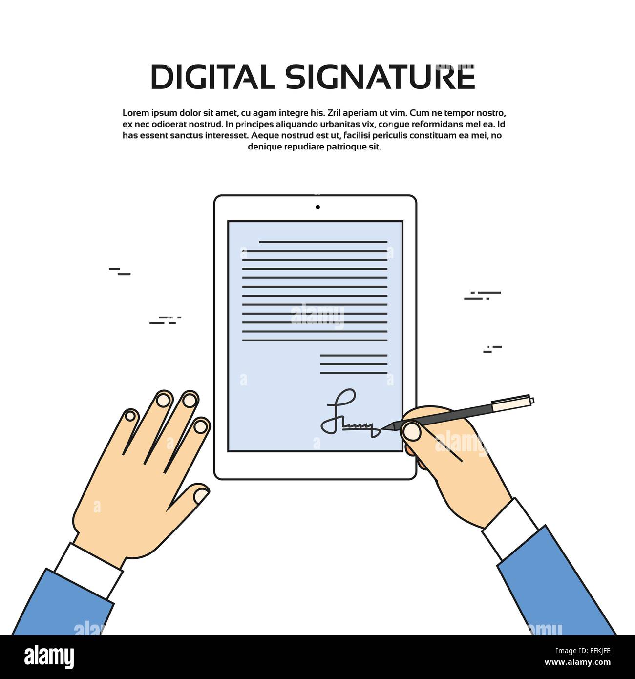 Digital Signature Tablet Computer Businessman Hands Sign Up Stock ...