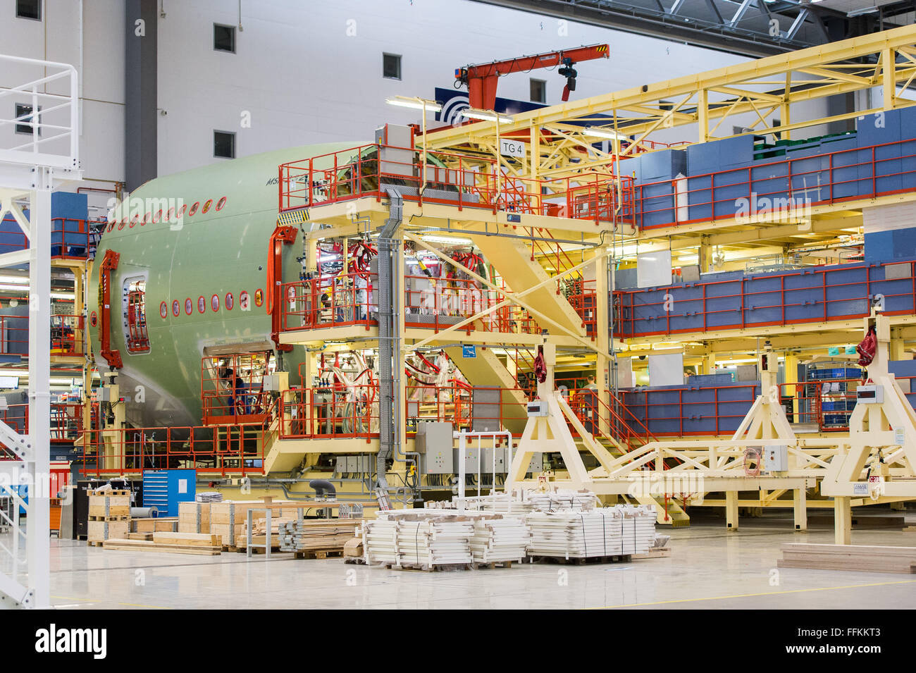 Hamburg, Germany. 12th Feb, 2016. Airbus A380 aeroplanes are assembled ...