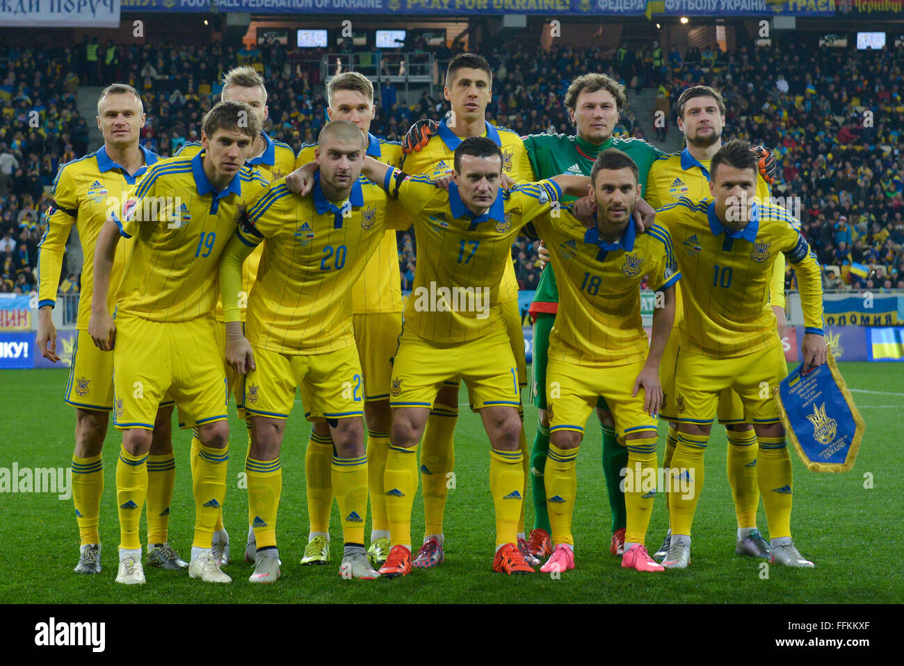 Ukraine football team during the UEFA EURO 2016 play-off soccer match ...