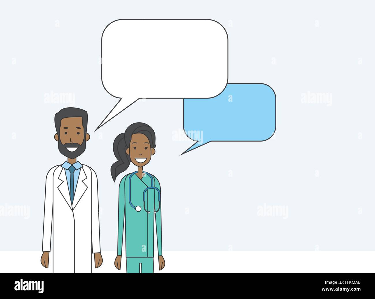 African American Medial Doctors Man Woman With Copy Space Chat Box ...