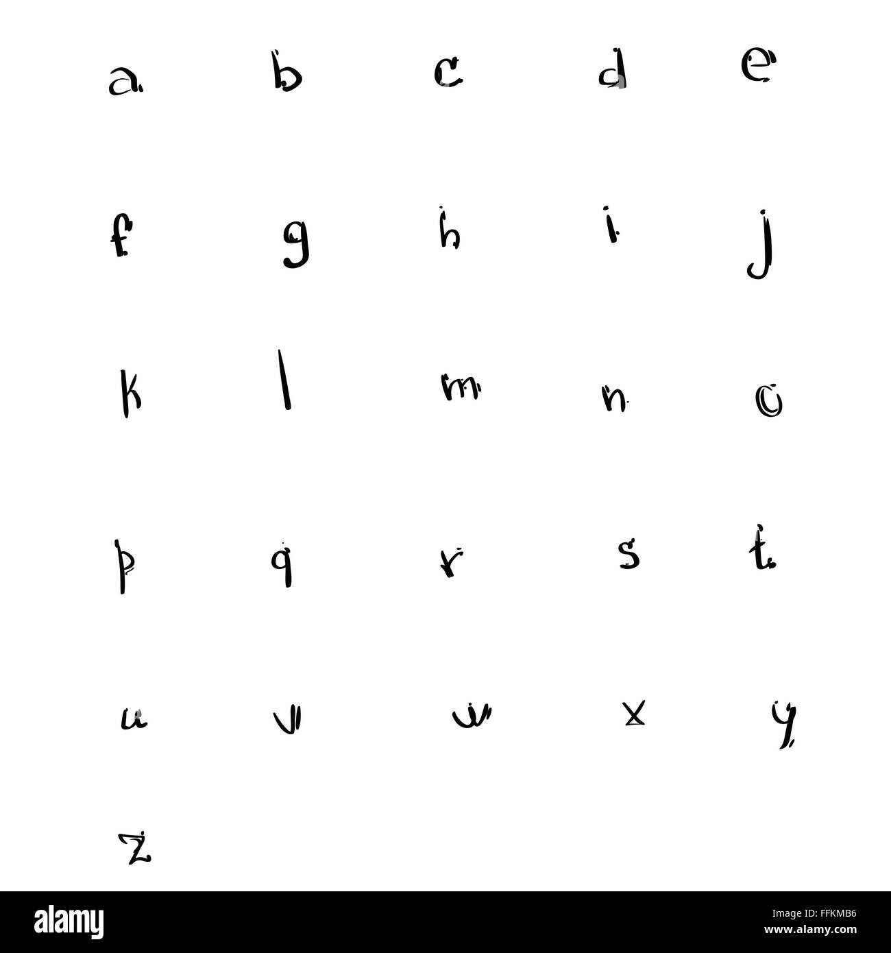 Alphabet Small Letters Collection Sketch Hand Drawn Set Stock Vector ...