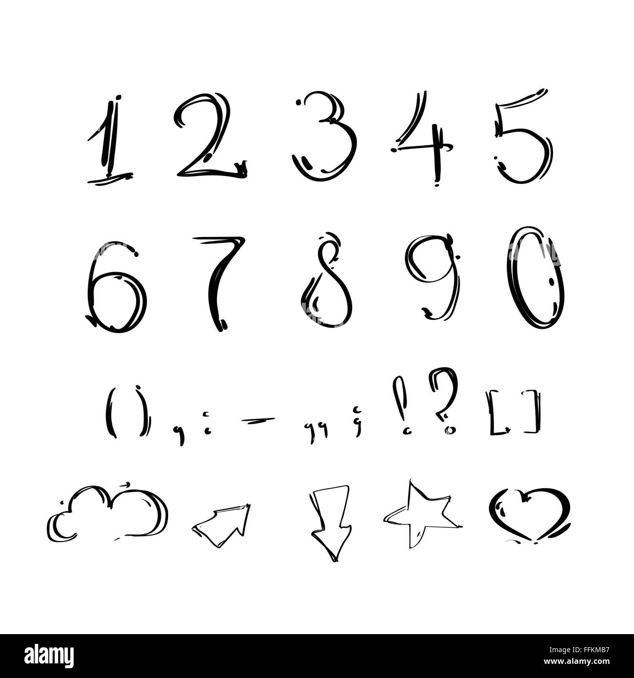 Numbers Arrows Sketch Hand Drawn Set Collection Stock Vector Image ...