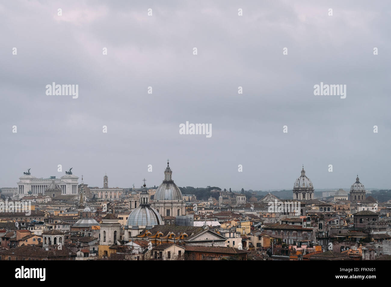 View over the rooftops of Rome, Italy as seen from Castel Sant'Angelo ...