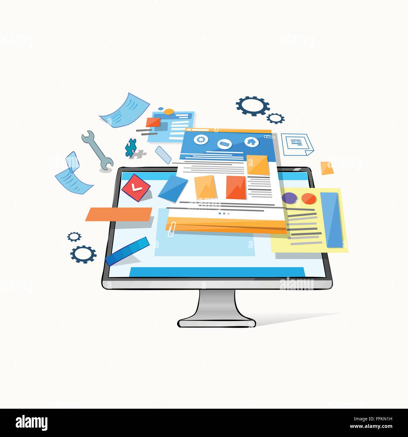 Modern Computer Desktop Monitor Application Icons Stock Vector Image ...