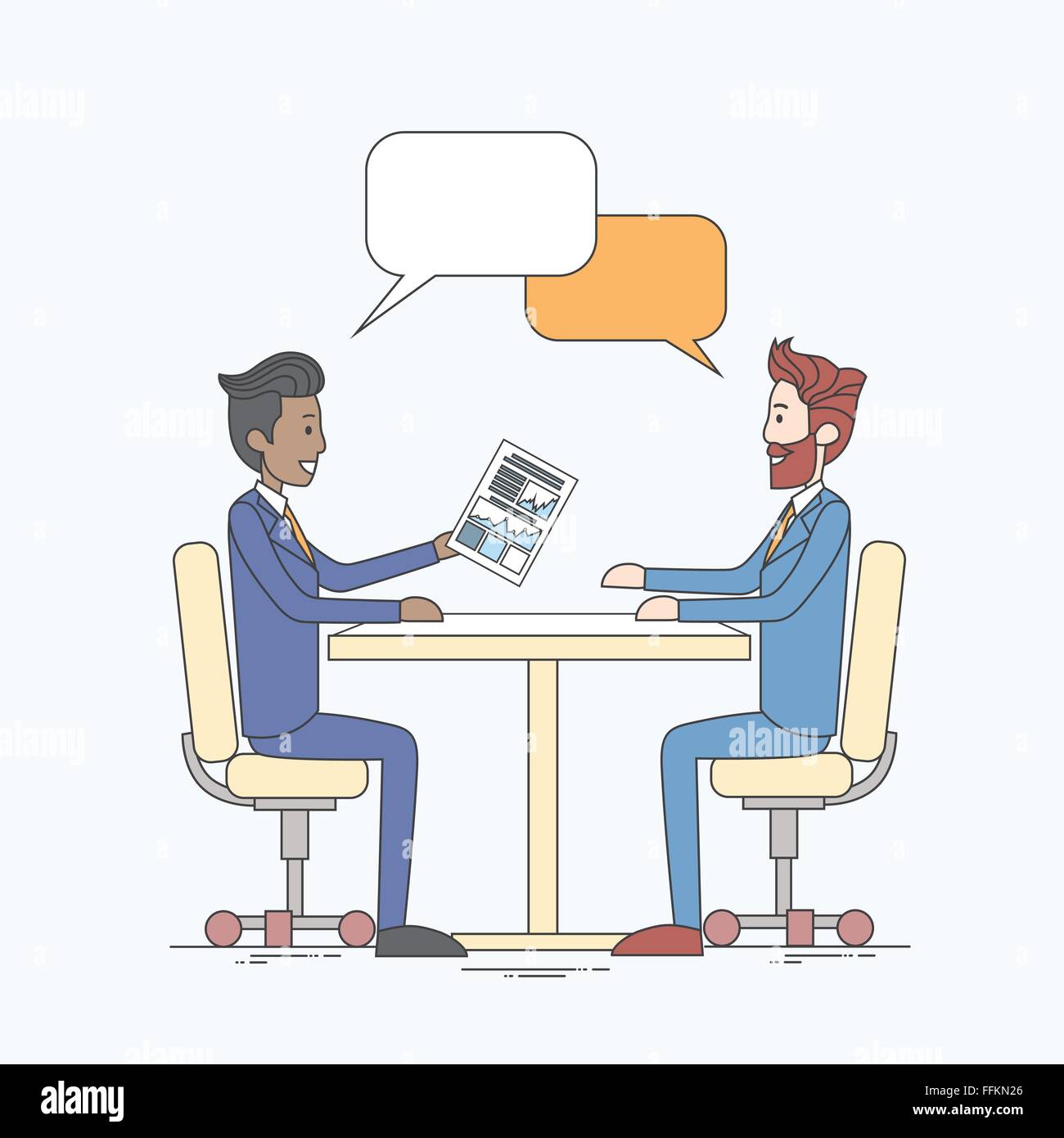 Two Business Man Talking Discussing Chat Box Bubble Communication ...