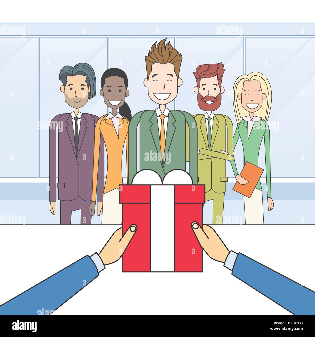 Business People Group Gift Box Present Stock Vector Image & Art - Alamy
