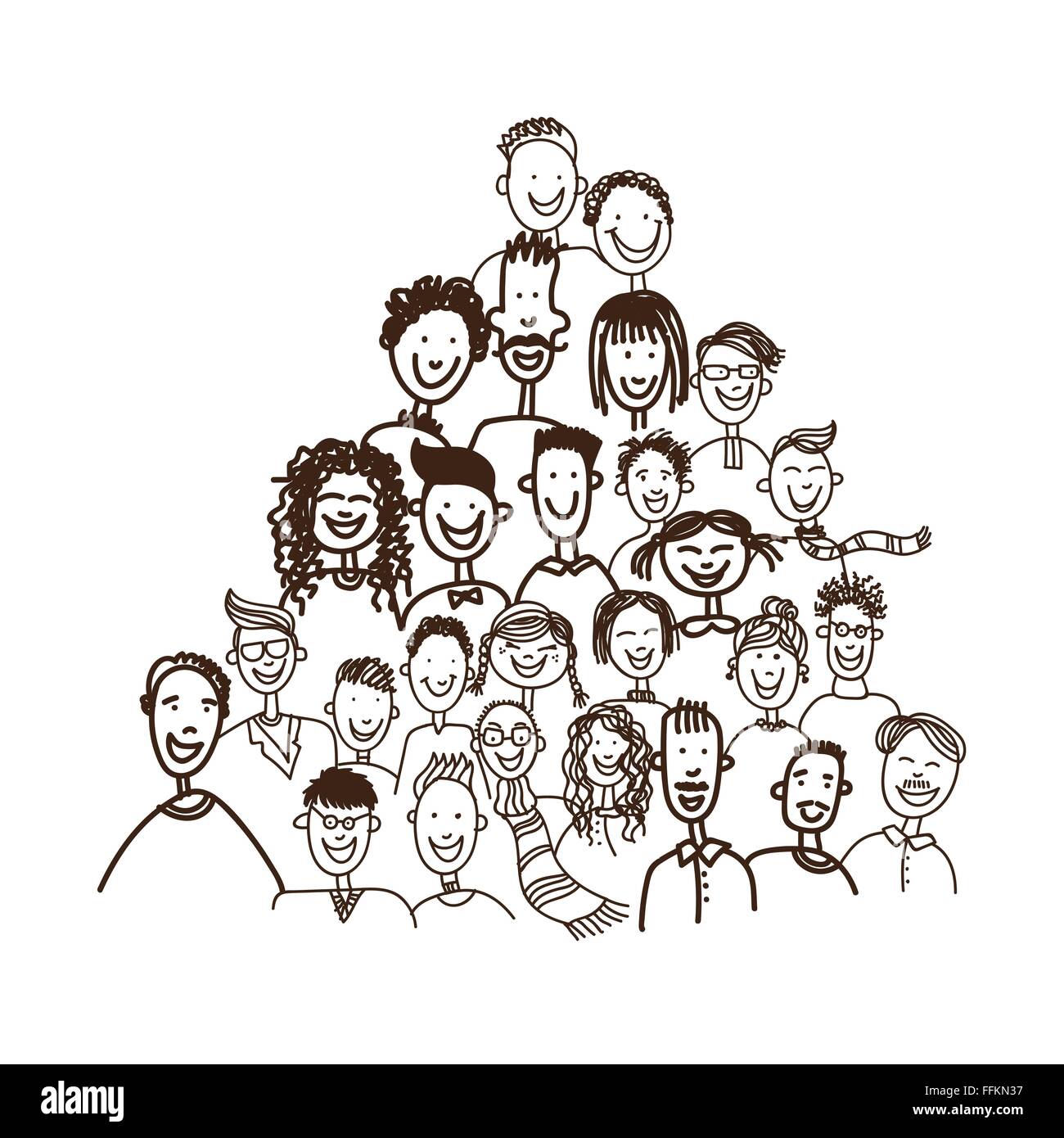 Cartoon illustration large group men Cut Out Stock Images & Pictures ...