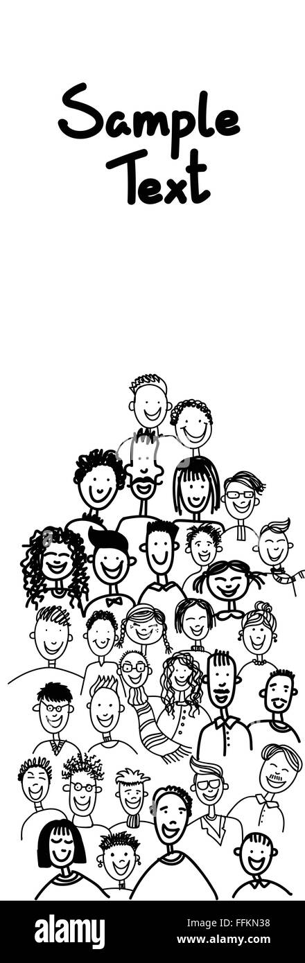 Doodle Simple Casual People Group Empty Copy Space Stock Vector Image ...