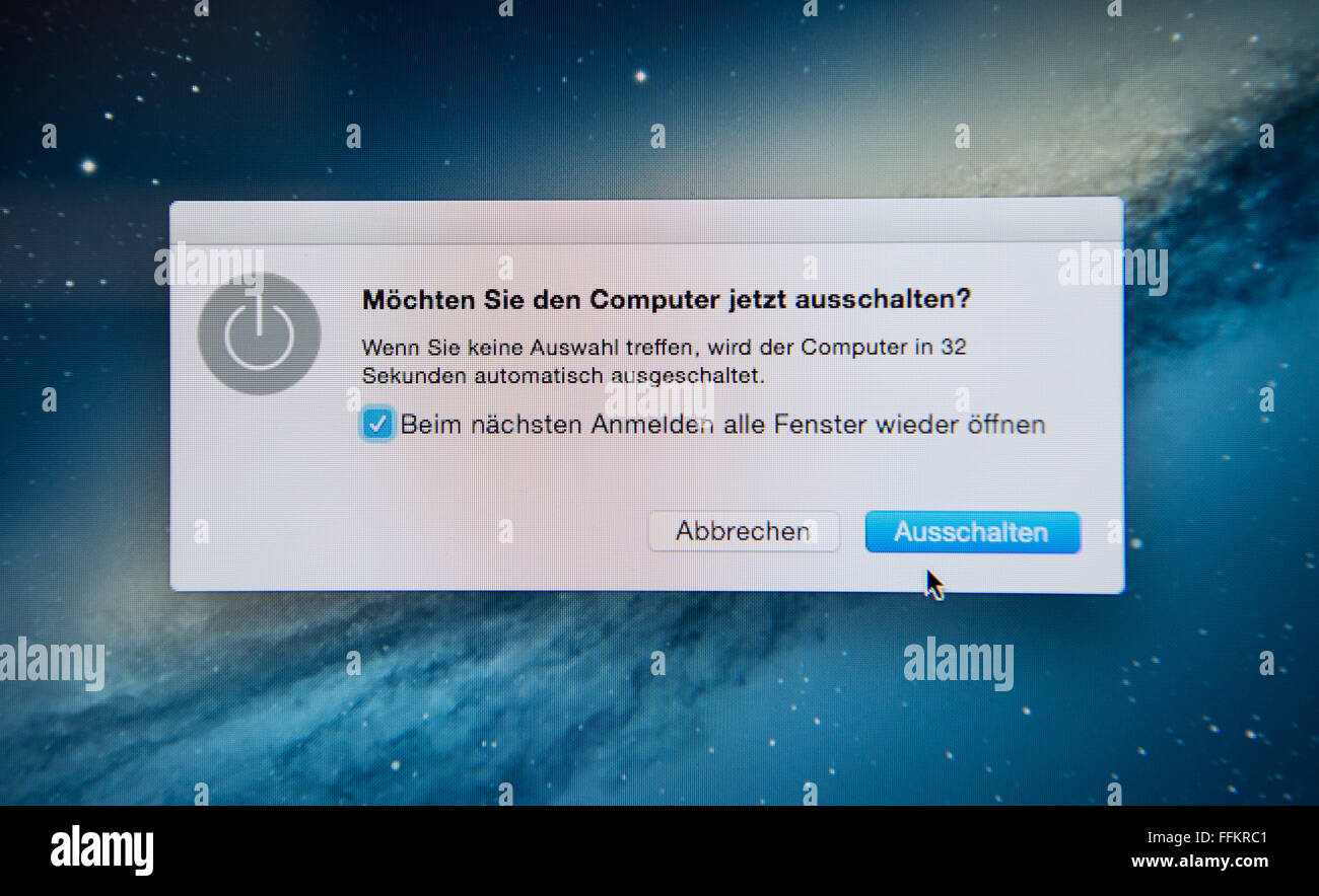 ILLUSTRATION - A window on a computer screen reading 'Möchten Sie den ...