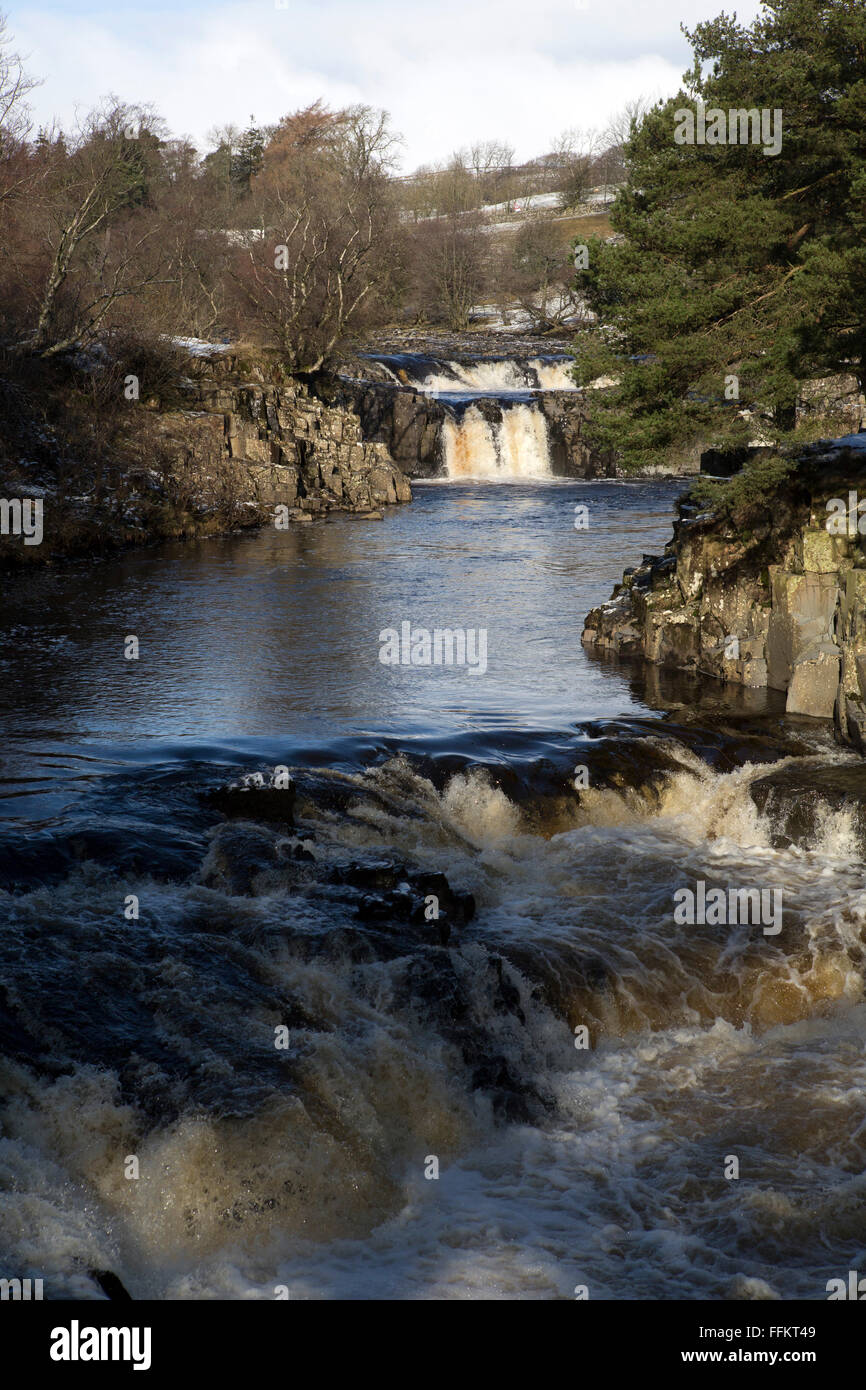A waterfall downstream of Low Force on the River Tees at Upper Teesdale ...