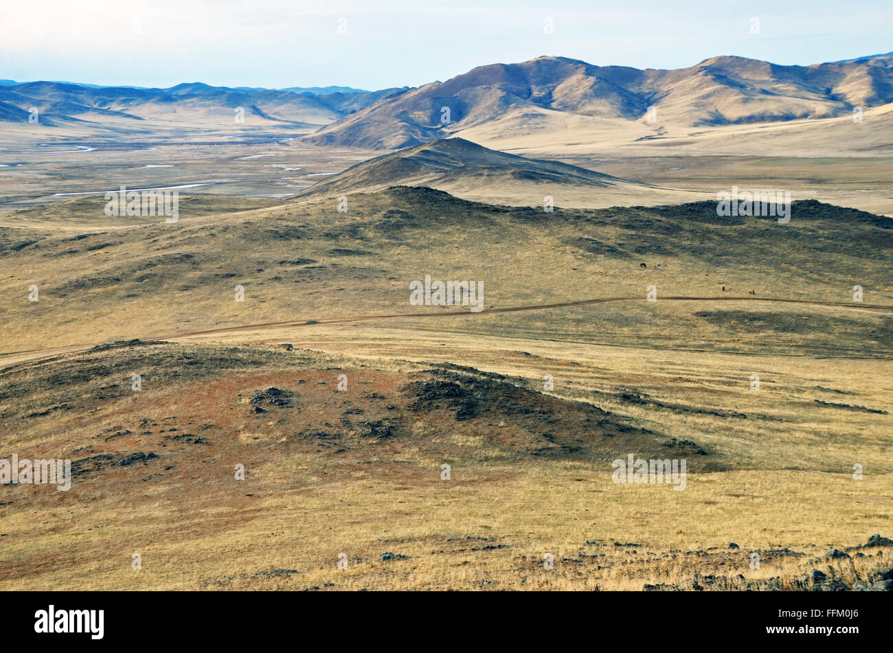 Undulating landscape near Gun-Galuut Nature Reserve, Tov Province ...