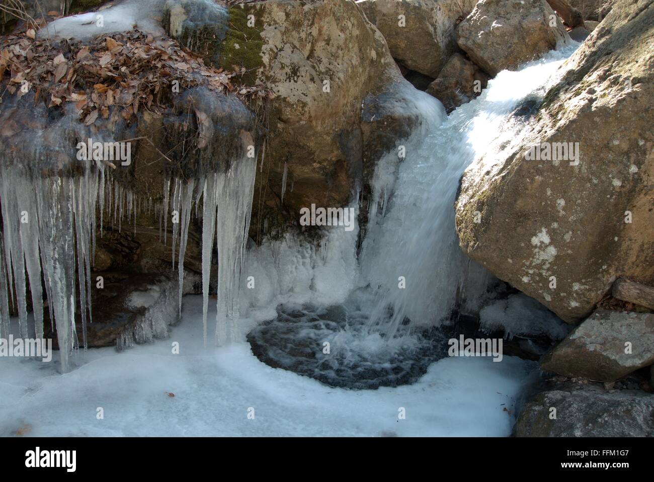 Mid-winter at Patapsco State Park, yet another frozen waterfall Stock ...
