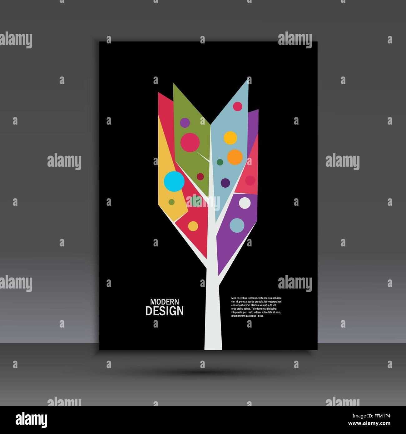 Color abstract tree on dark background. Vector brochure template Stock ...