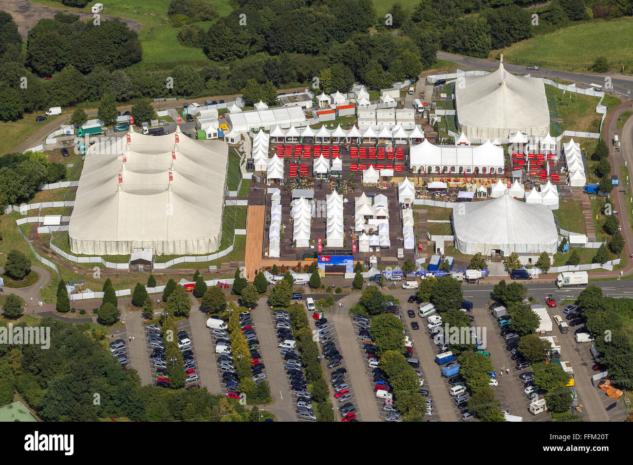 Aerial view, Tent Festival Ruhr, the 5th edition, on Kemnader See lake ...