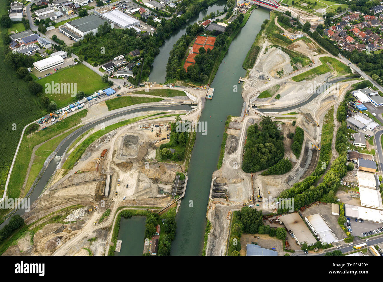 Aerial view, Rhine-Herne Canal, inland waterways, Emscher Rhine-Herne ...