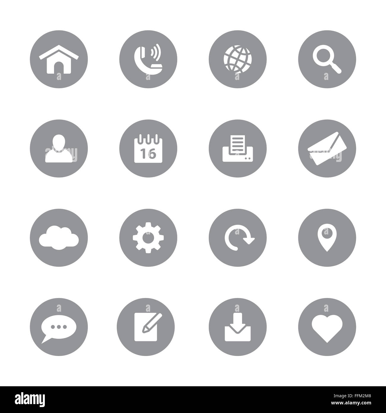 [JPEG] web icon set 1 on gray circle for web design, user interface (UI), infographic and mobile ...