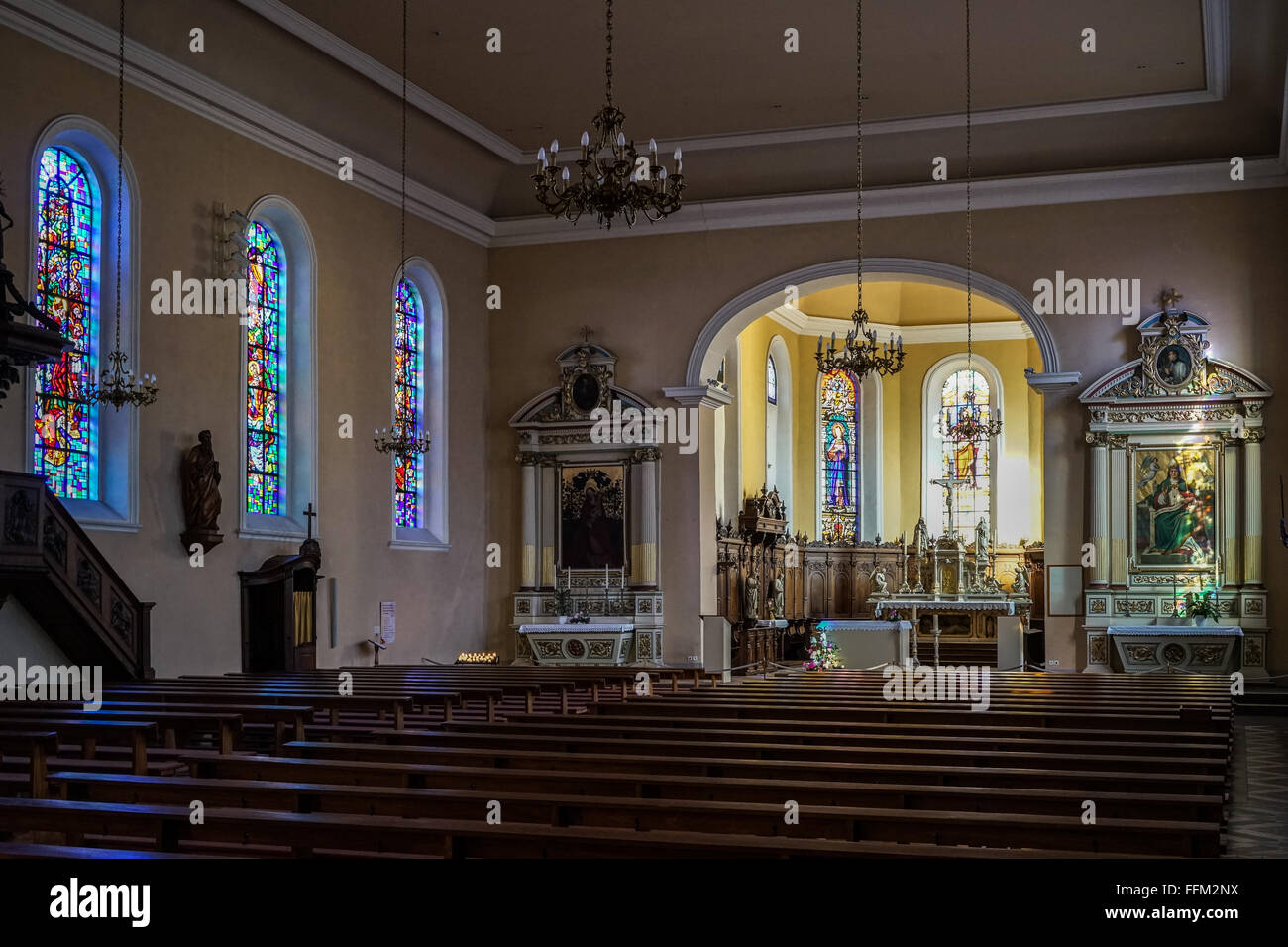 Interior view of St Leon Church in Eguisheim in Haut-Rhin Alsace France ...